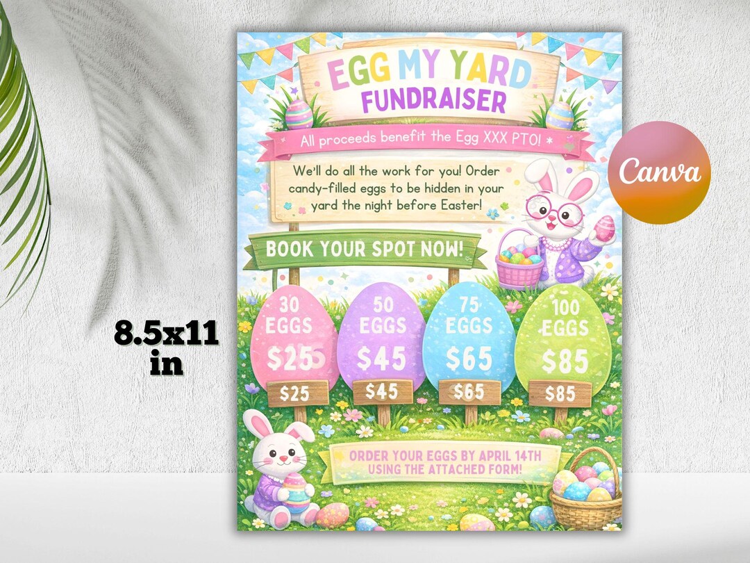 Egg My Yard Fundraiser Template | Editable PTO Easter Egg Hunt ...