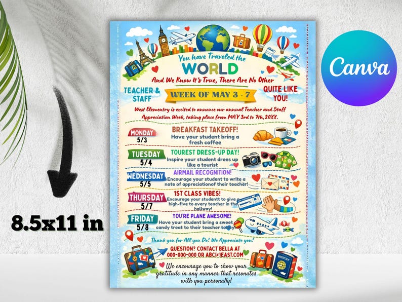 Office Appreciation Week: Around the World Flyer & Door Hanger (canva ...