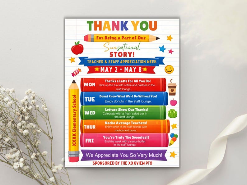 Storybook Theme Teacher Appreciation Week Itinerary Flyer (8.5x11 ...