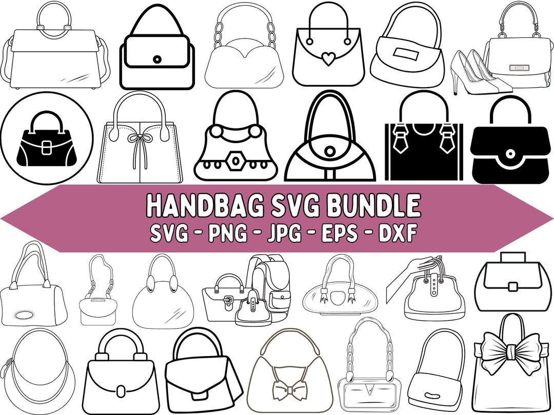 Handbag SVG Clipart Bundle: Purse Silhouette Cut Files (digital ...