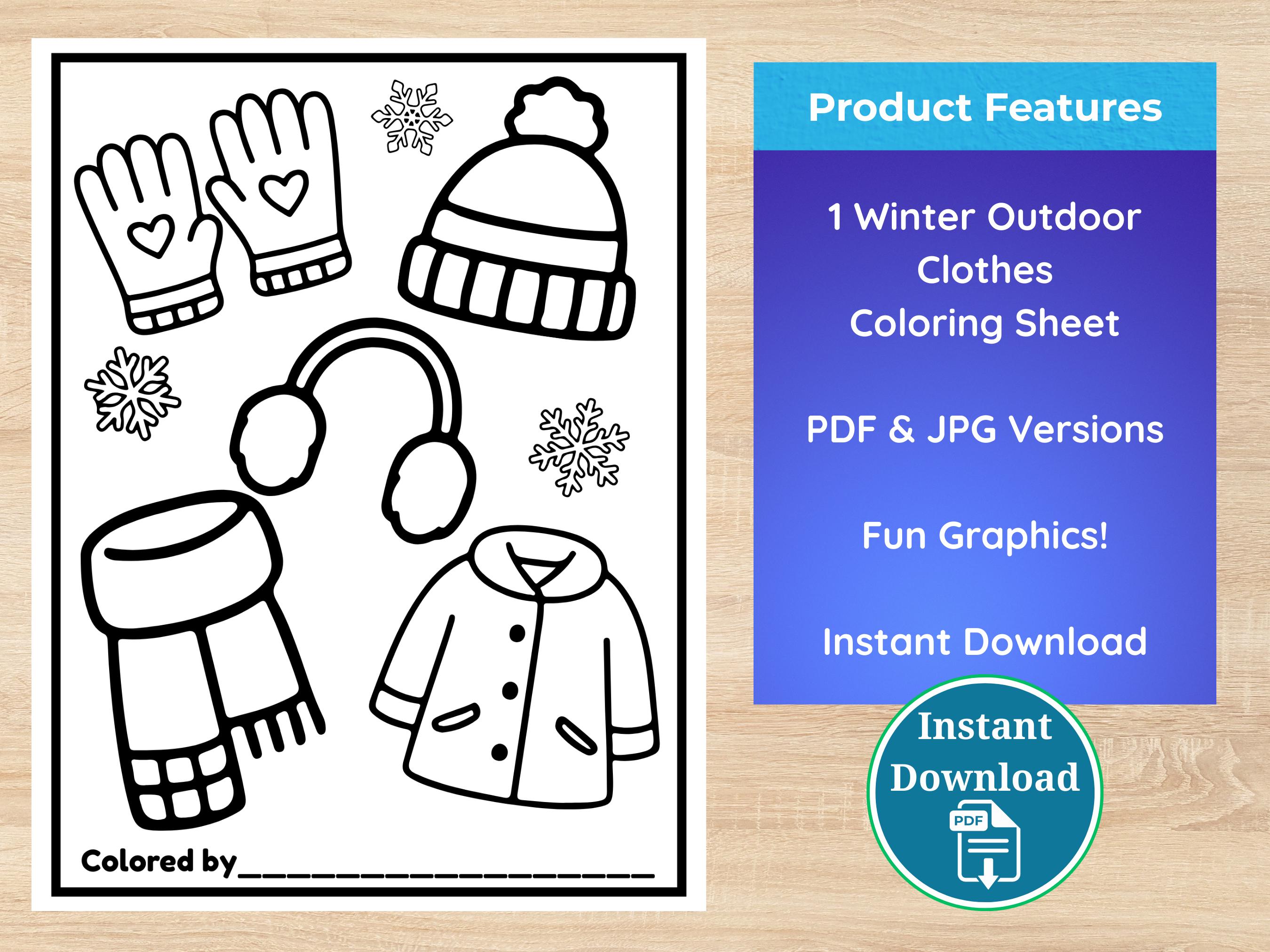 Winter Outdoor Clothes Coloring Page | Winter Clothing Coloring Sheet ...
