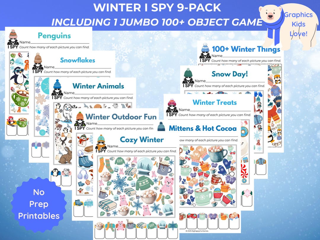Ultimate Winter I Spy Bundle for Kids (ages 3–8) – 9 Printable Winter ...