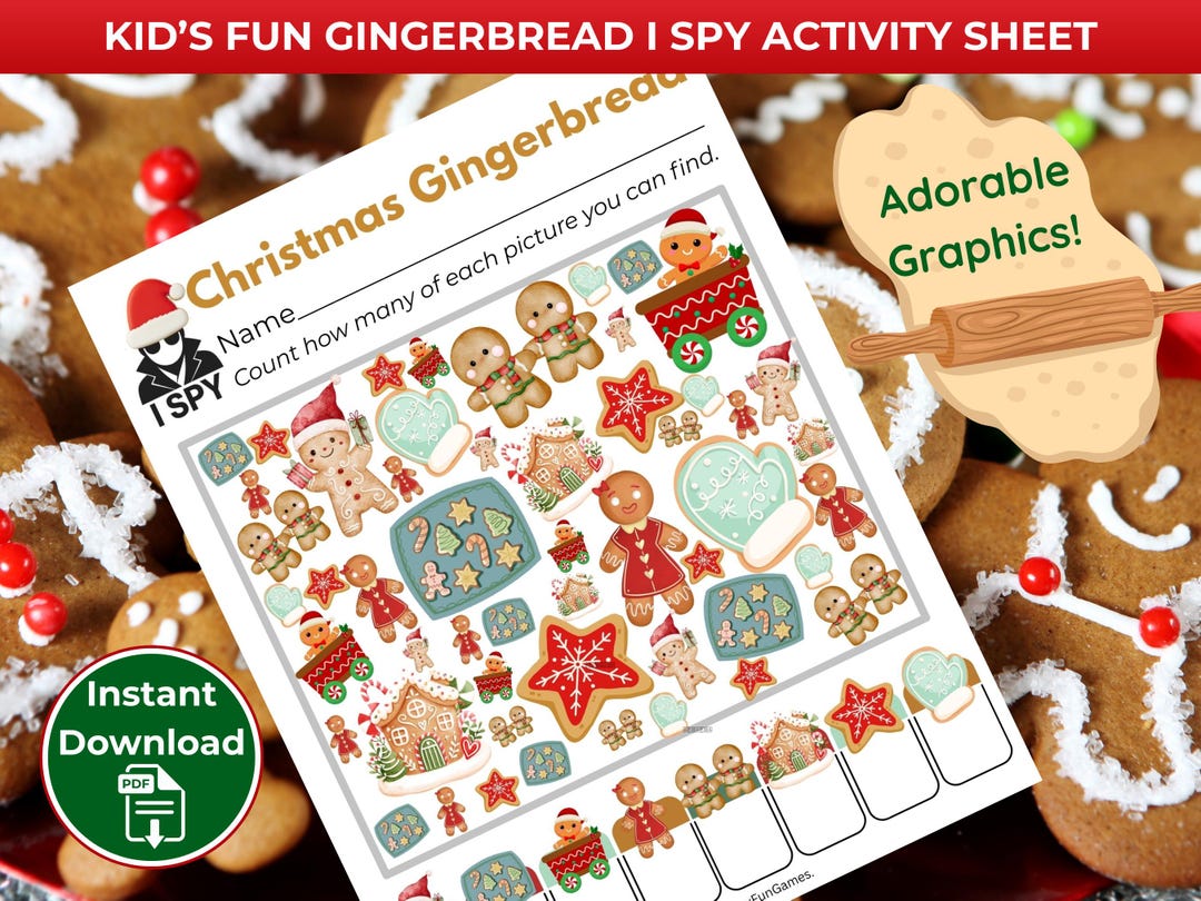 Gingerbread I Spy Printable Game | Christmas Activity for Kids ...