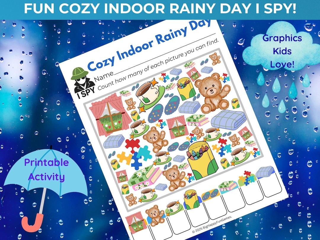 Cozy Rainy Day I Spy Printable for Kids | Seek and Find Activity ...