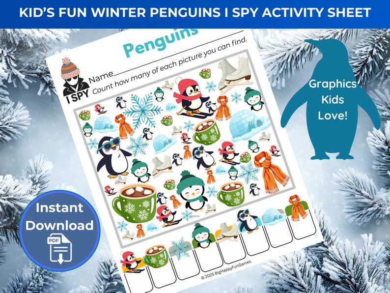 Penguin Winter I Spy – Printable Winter Activity for Kids | Snow Day I ...
