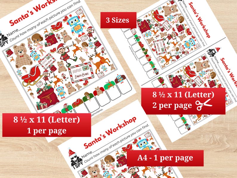 Santa's Workshop I Spy Printable Game, Christmas Activity (instant ...