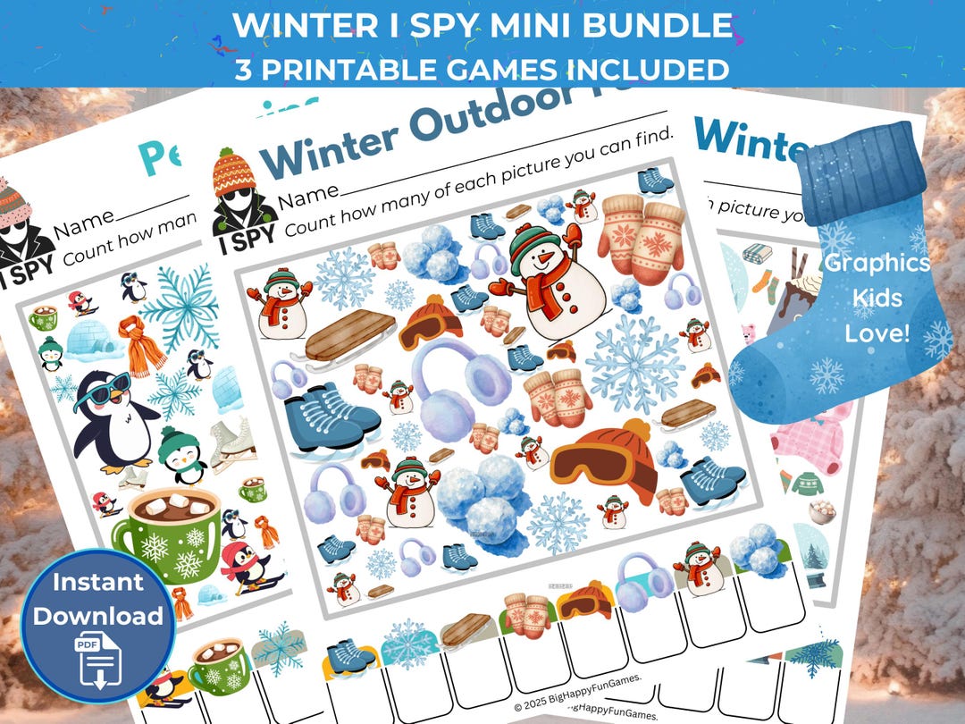 Winter I Spy Mini Bundle – 3 Printable Winter I Spy Games for Kids ...