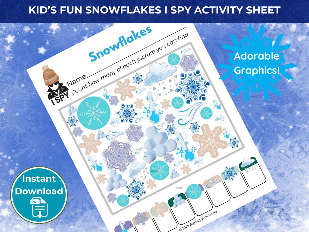 Snowflakes I Spy Printable | Winter Activity for Kids | Seek and Find ...