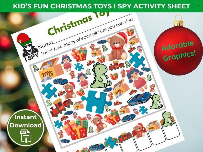 Christmas Toys I Spy Printable | Holiday Seek and Find Game for Kids ...