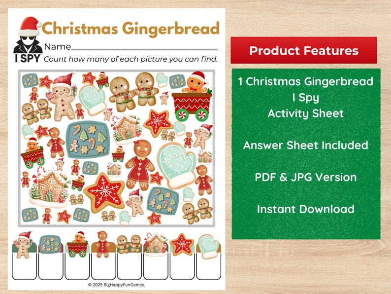 Gingerbread I Spy Printable Game | Christmas Activity for Kids ...