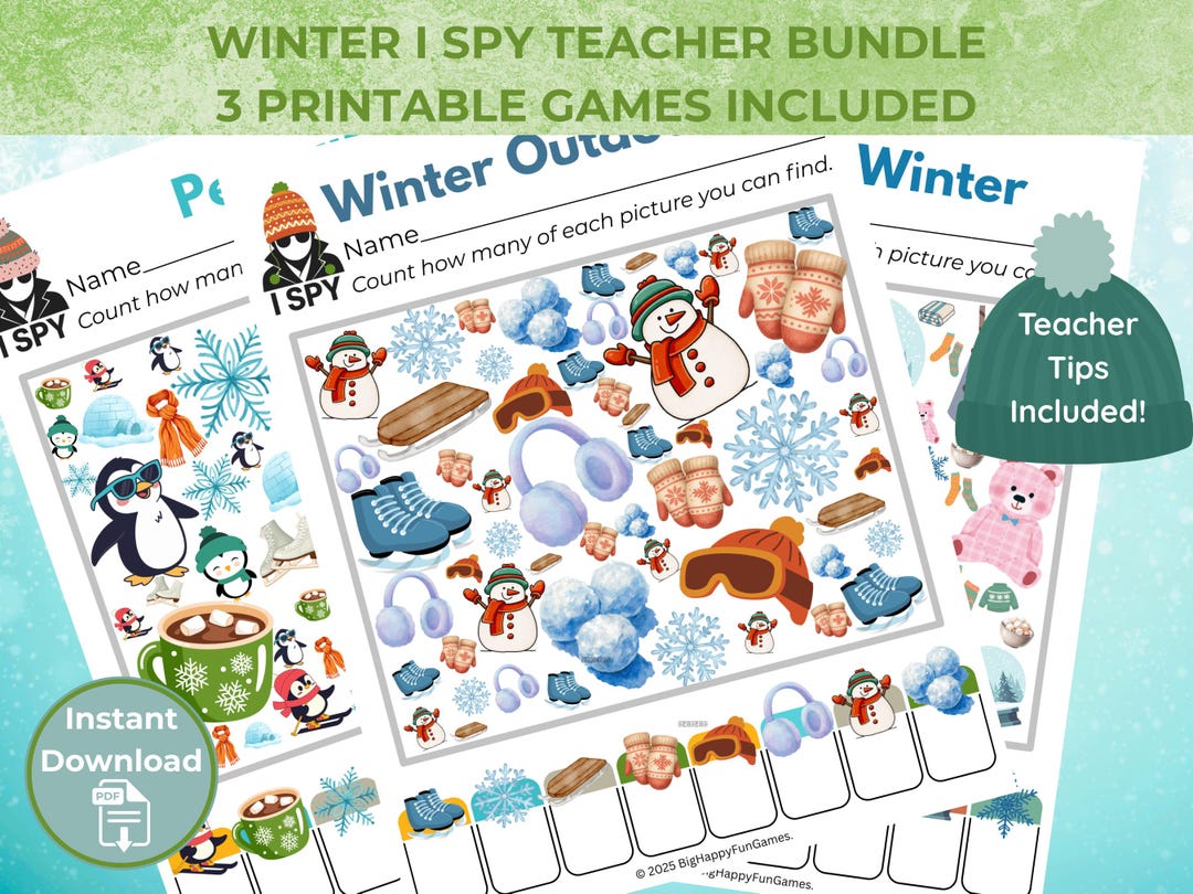Winter I Spy Teacher Bundle – Printable Winter Activities for Classroom ...