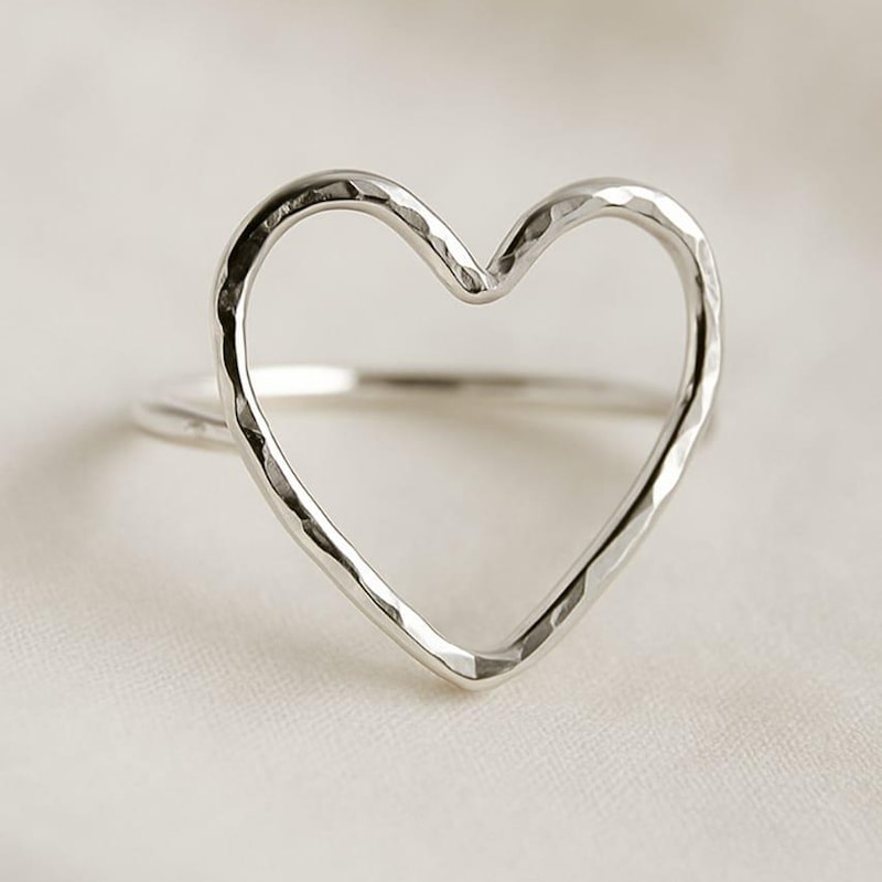 Hammered Heart Wire Ring - Etsy UK