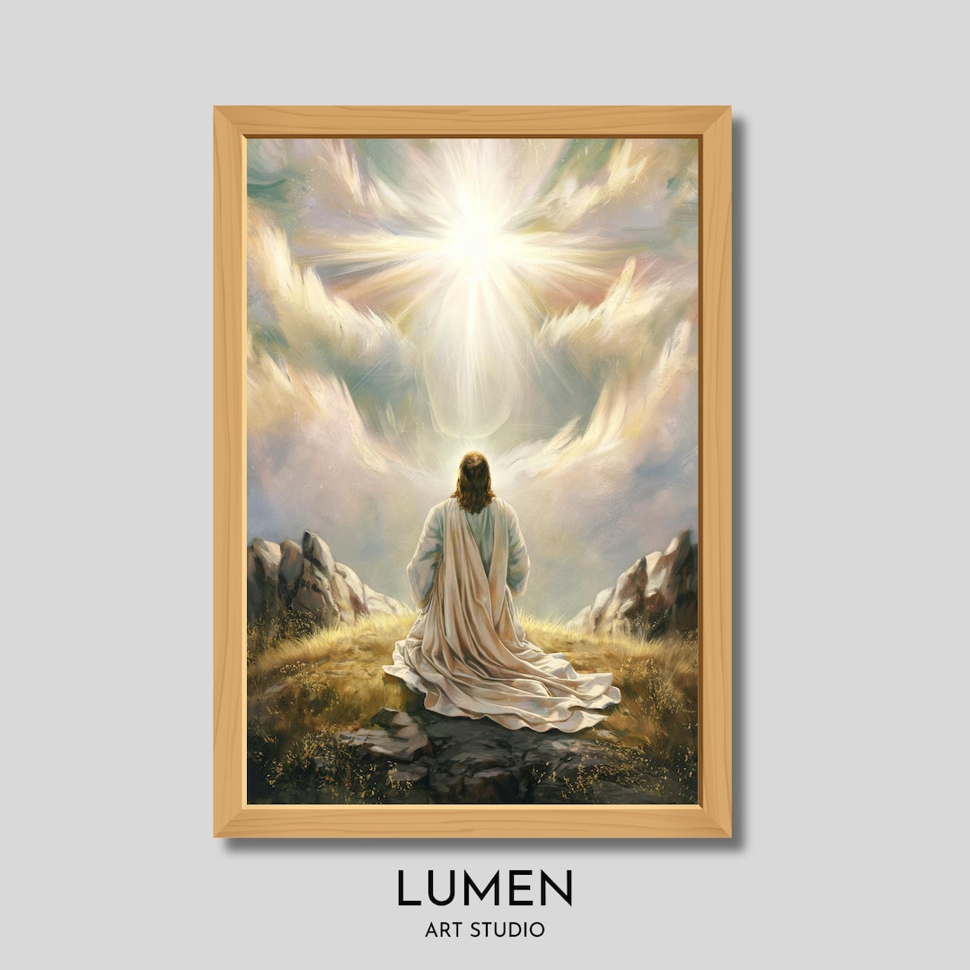 Jesus Praying on the Mountain Alone Looking up to the Sky | Printable ...