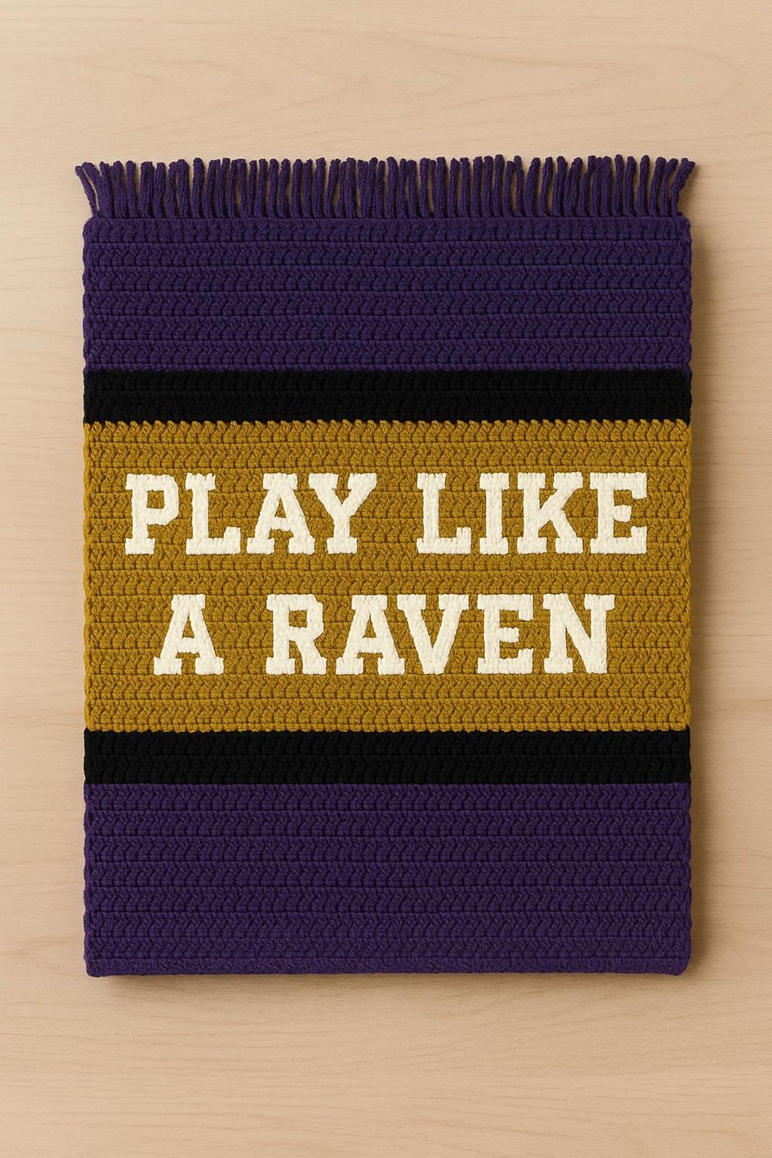 Baltimore Ravens Inspired Crochet Throw – PLAY LIKE A RAVEN Graphgan ...