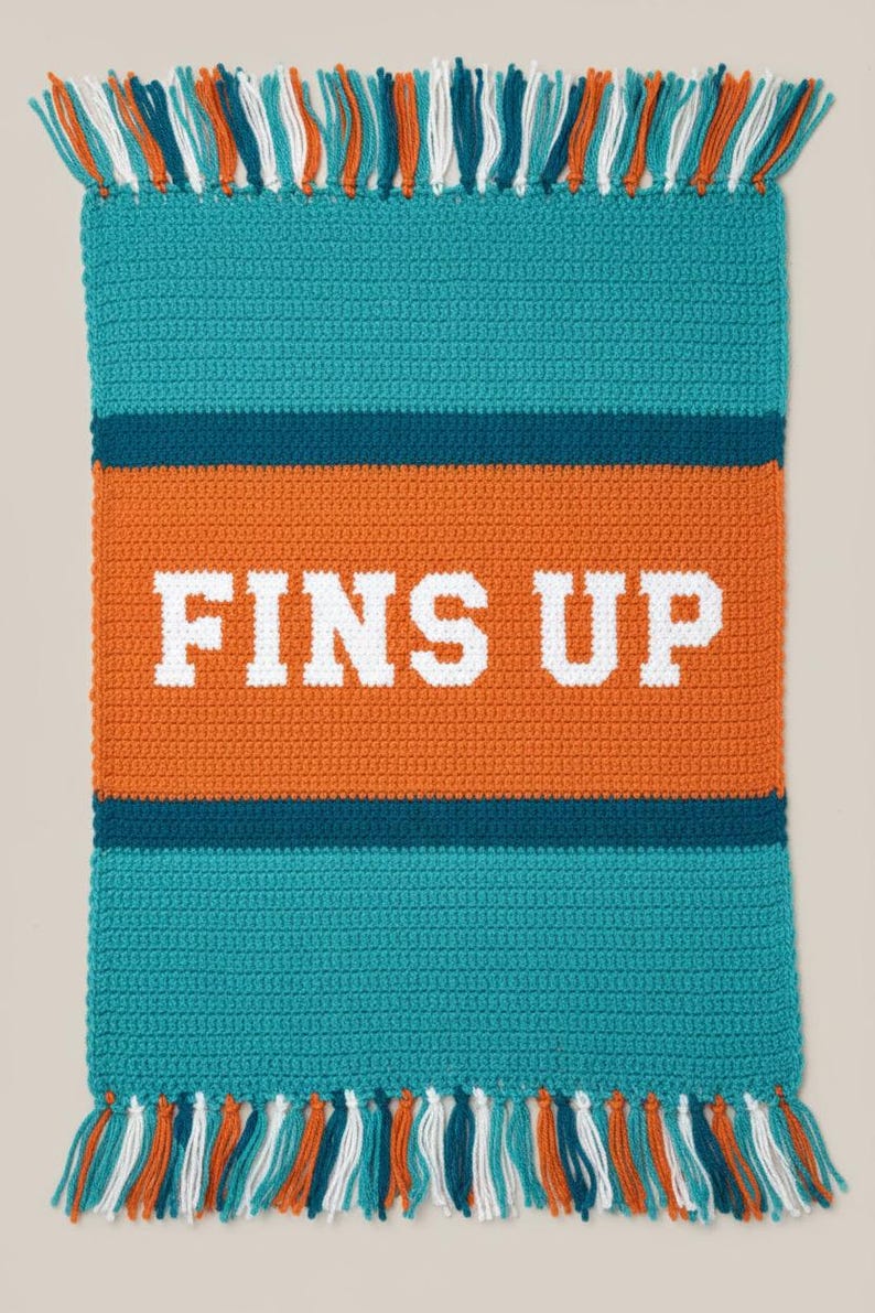 Miami Dolphins Inspired Crochet Throw – FINS UP - Graphgan Pattern - Etsy