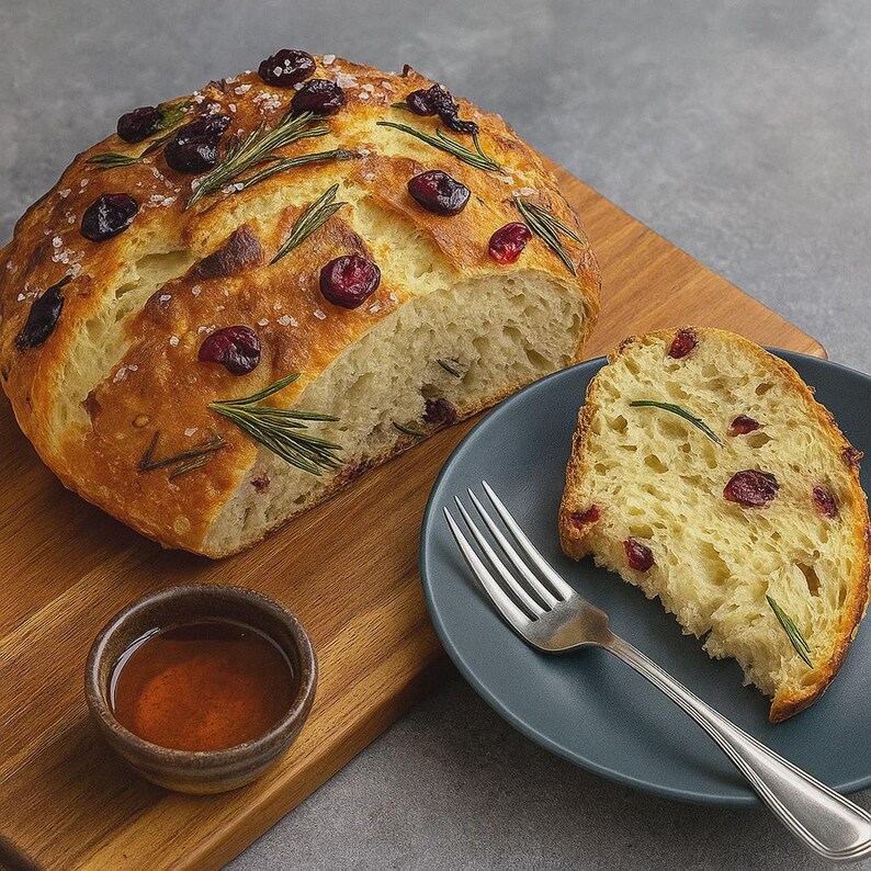 Cranberry Rosemary Holiday Loaf Recipe | Rustic Artisan Bread (digital ...