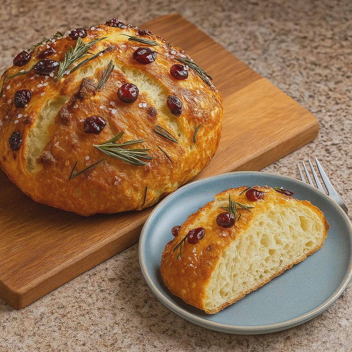 Cranberry Rosemary Holiday Loaf Recipe | Rustic Artisan Bread (digital ...