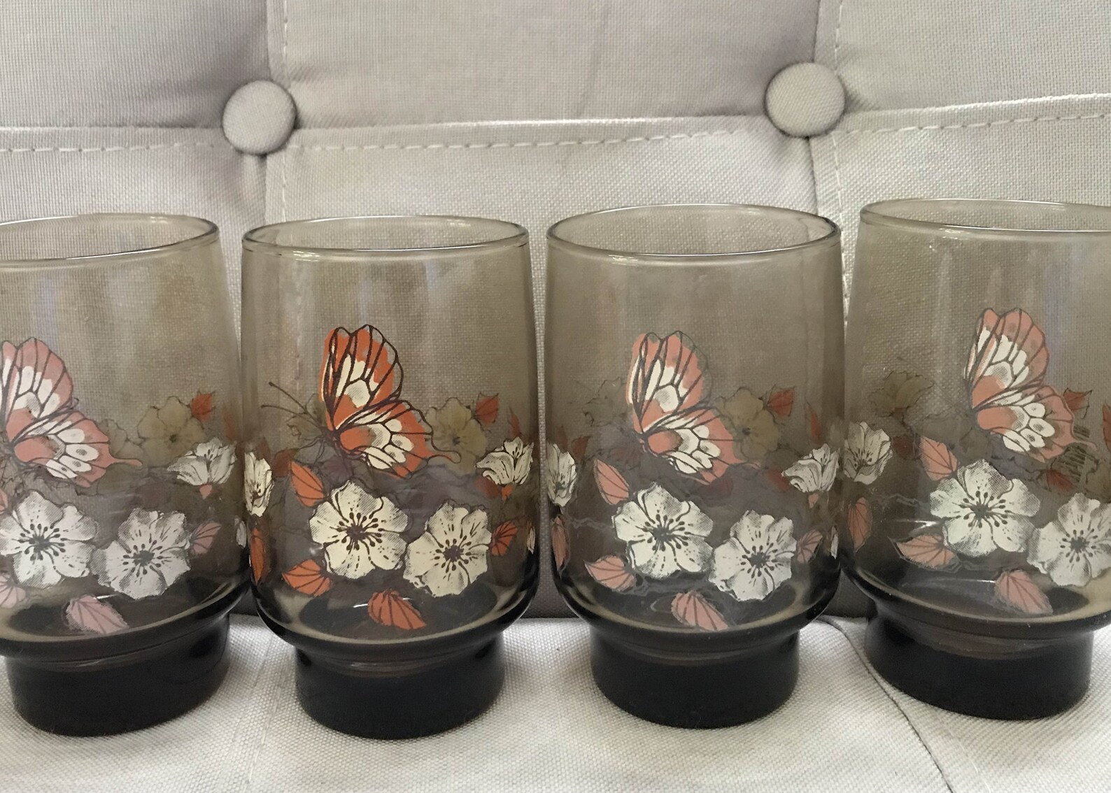 Set Of 4 Vintage Libby Smoke Color Drinking Glasses With Etsy