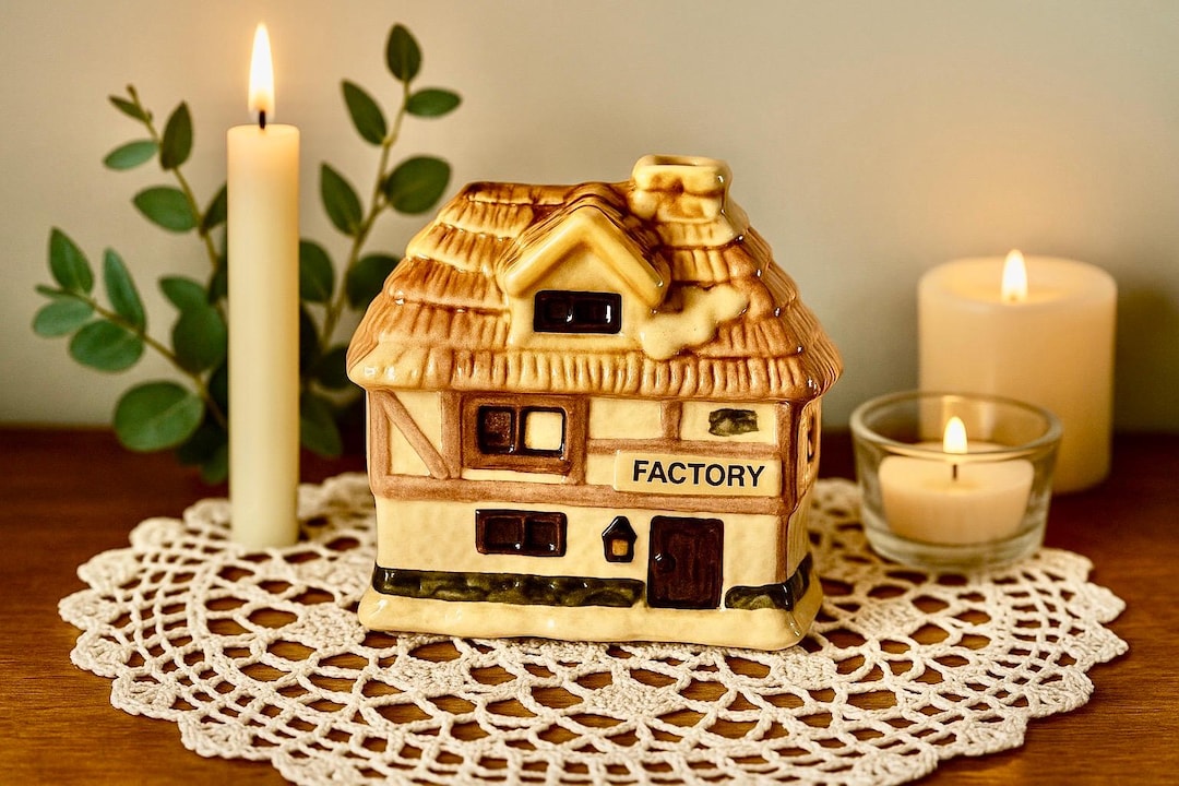 Vintage Ceramic Cottage "factory" House • Hand-painted 1970s Taiwan ...