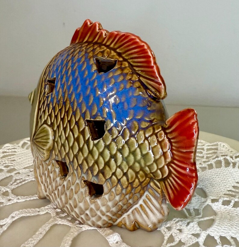 Vintage Ceramic Fish Tea Light Candle Holder | Coastal Cottage Decor ...