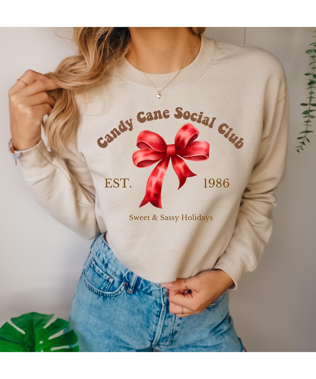 Candy Cane Social Club Sweatshirt: Vintage Christmas Holiday Sweater ...
