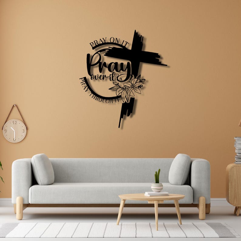 Christian Cross Metal Wall Art: "pray on It" Quote Decor - Etsy