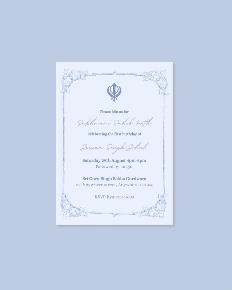 Baby Blue Sukhmani Sahib Path Invitation | Babyblue Paath Invite ...