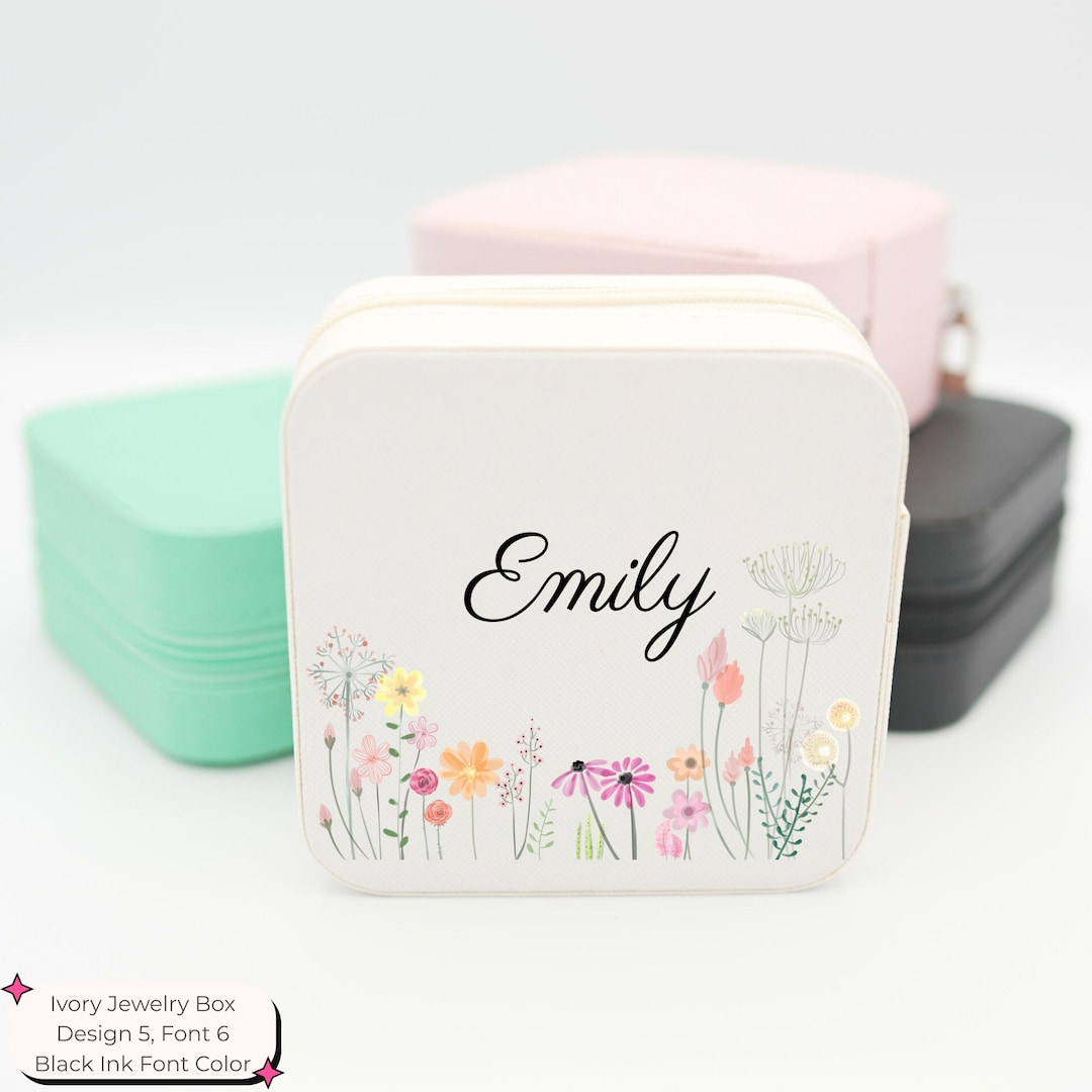 Personalized Travel Jewelry Box, Custom Name Bridesmaid Gift, Small ...