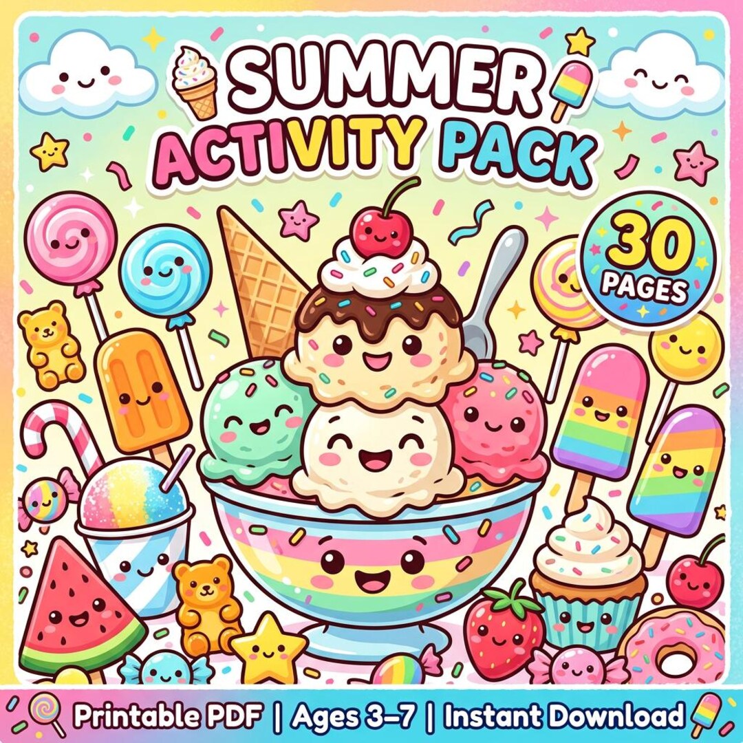 Ice Cream Summer Activity Pack for Kids | Summer Treats Mazes, Word ...