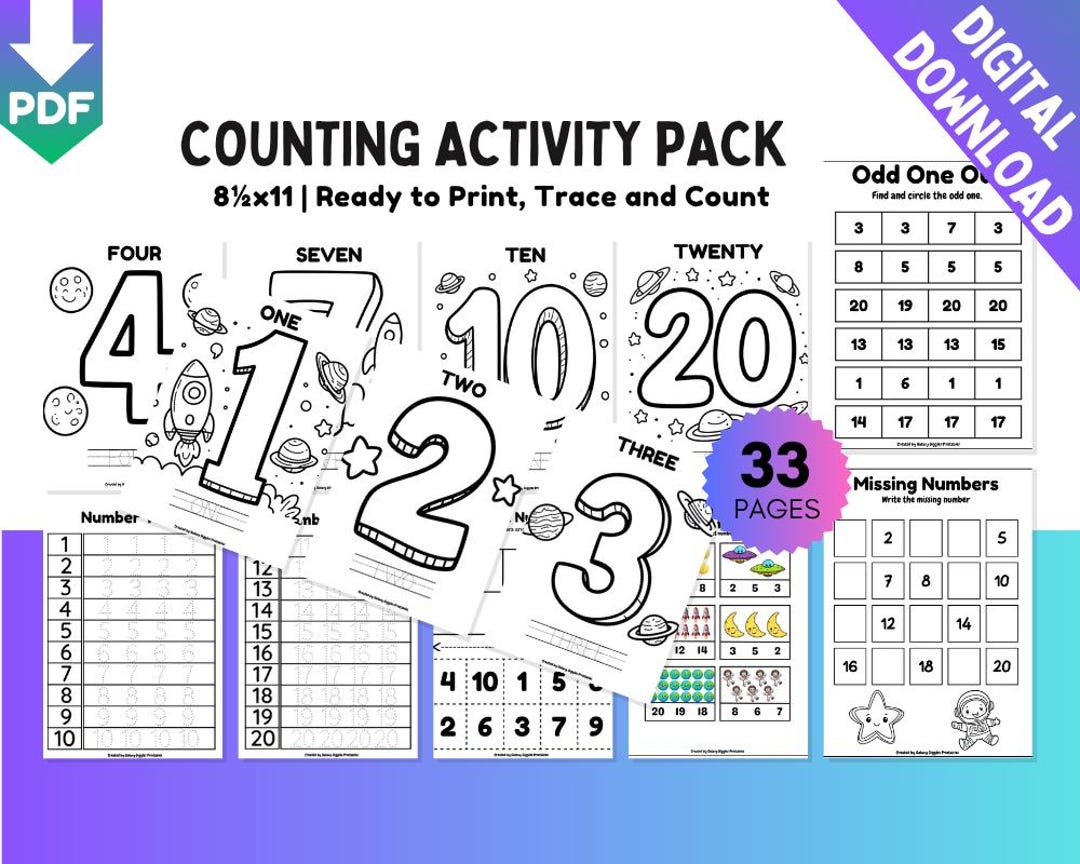 Counting Activity Pack | Numbers 1–20 | Worksheets, Coloring Pages ...