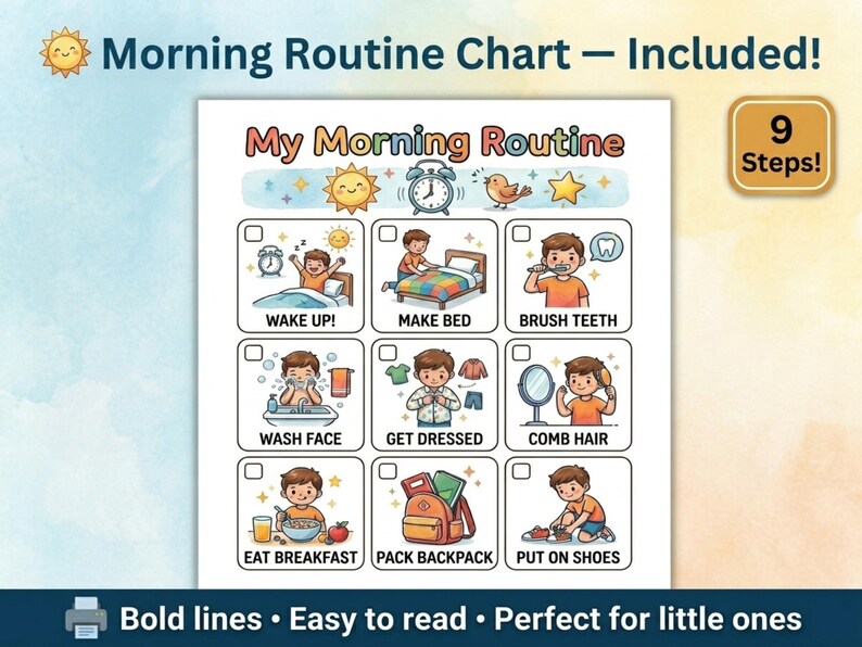 Boys Morning Evening Routine Charts | Ages 3-7 Visual Schedule (digital ...