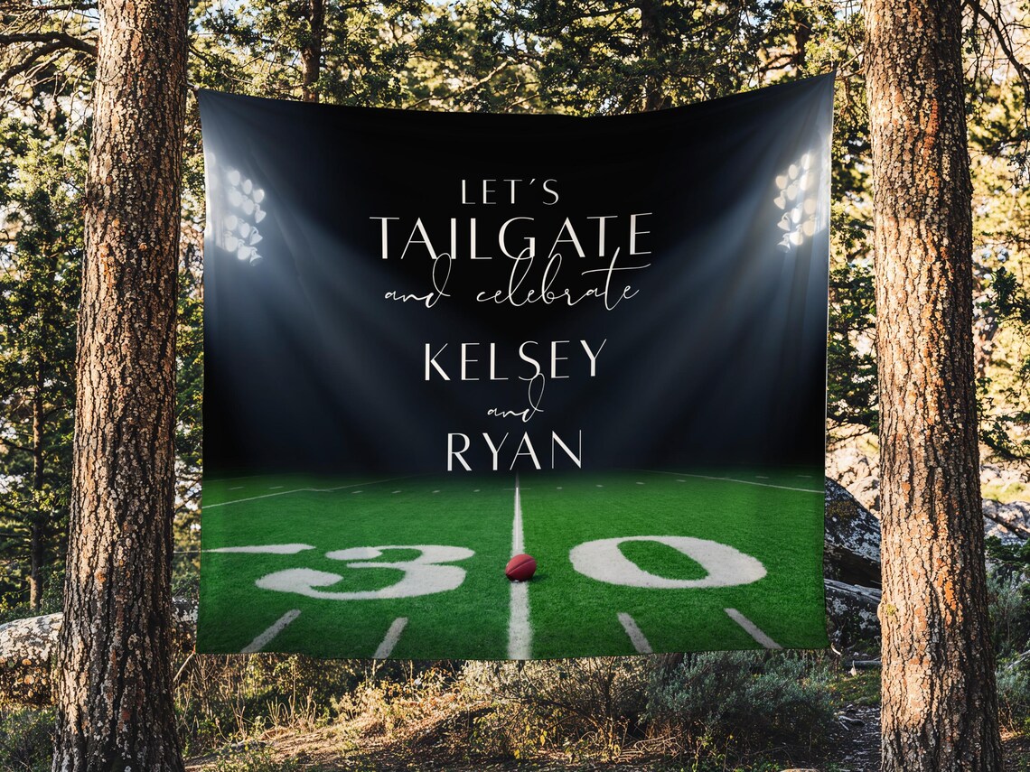 Tailgate and Celebrate Couples Shower Backdrop, Football Themed Party ...
