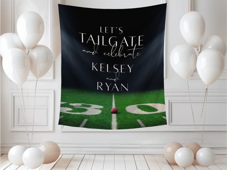 Tailgate and Celebrate Couples Shower Backdrop, Football Themed Party ...
