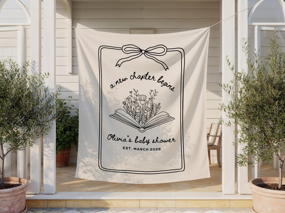 Her Next Chapter Baby Shower Welcome Sign, Custom Storybook Backdrop ...