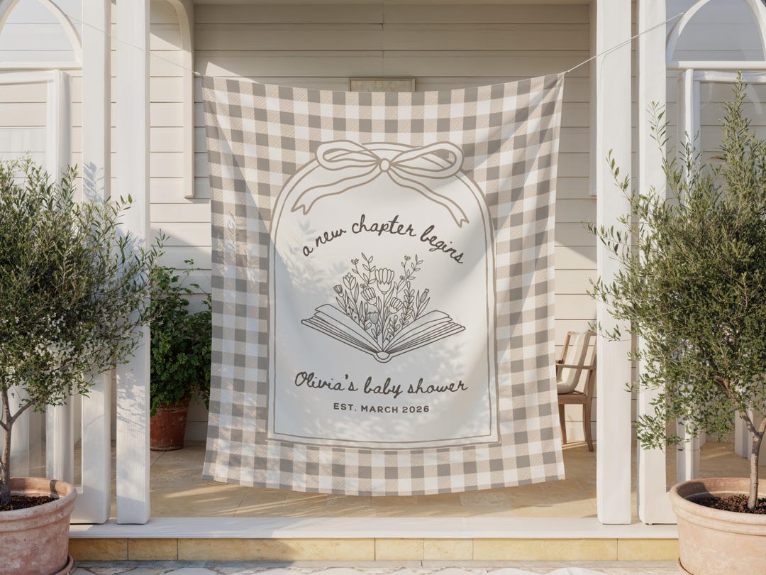 Her Next Chapter Baby Shower Welcome Sign, Custom Storybook Backdrop ...
