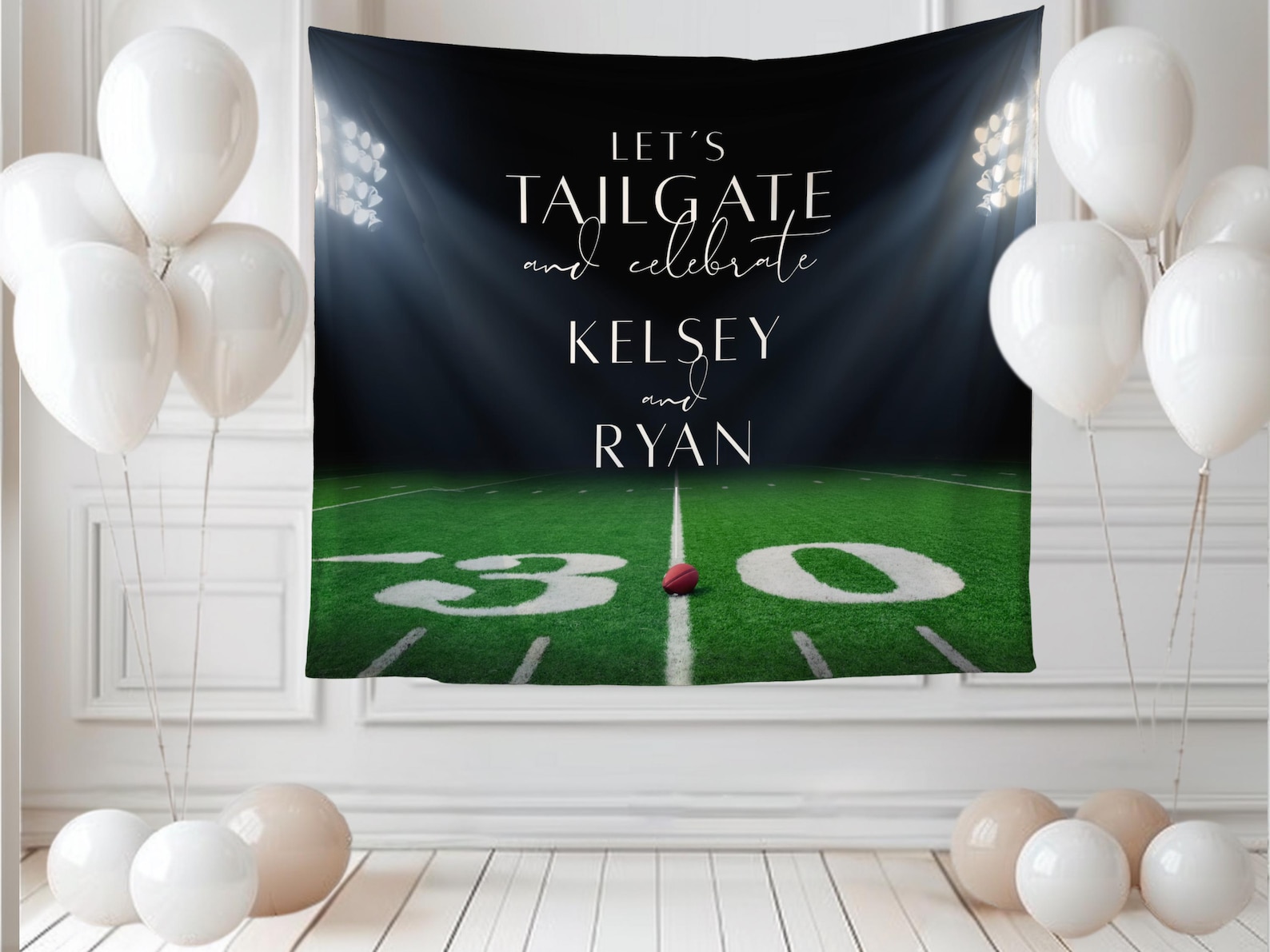 Tailgate and Celebrate Couples Shower Backdrop, Football Themed Party ...