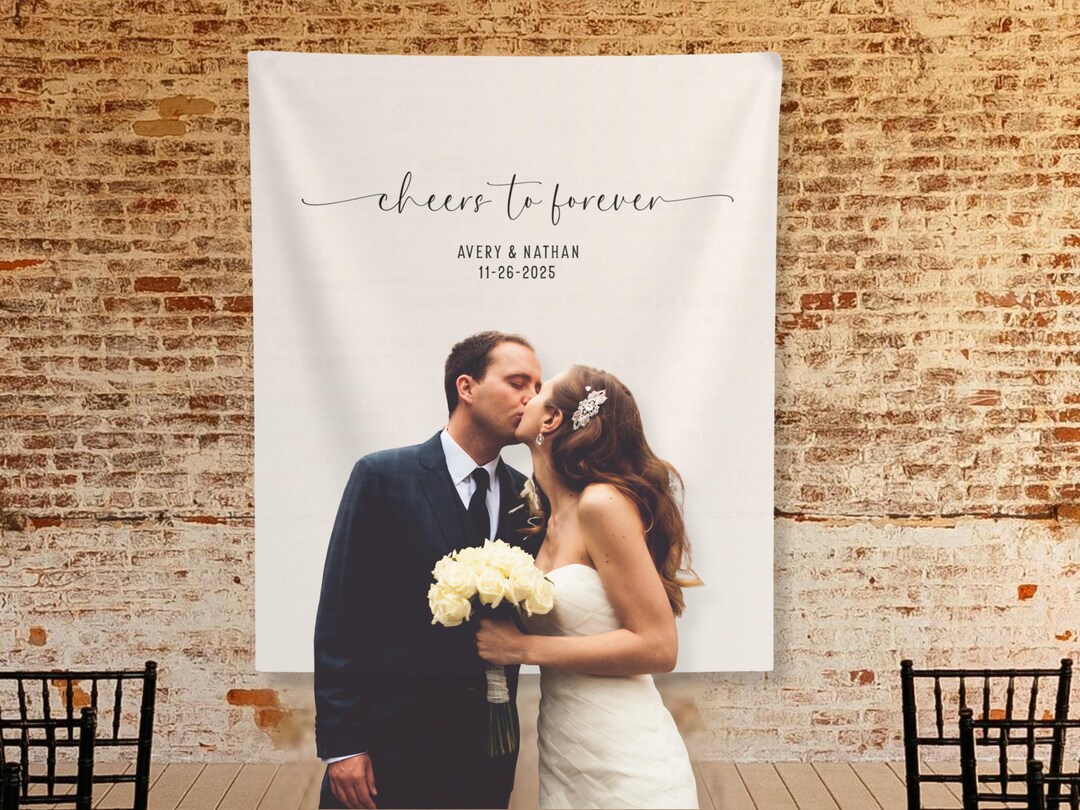 Personalized Wedding Backdrop, Custom Bridal Shower Vino and Vows ...