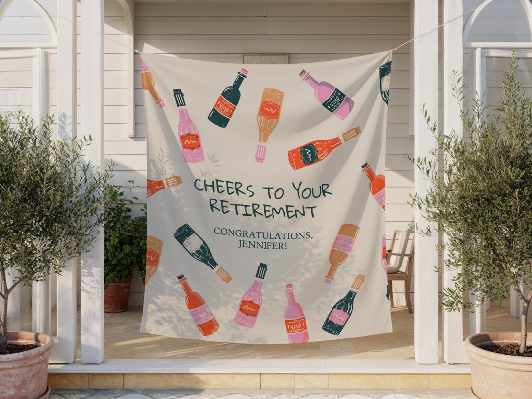 Cheers to Retirement Sign, Custom Retired Banner, Welcome Party Decor ...