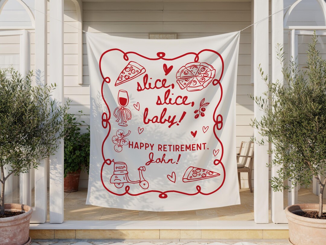 Retirement Sign, Custom Retired Banner, Welcome Pizza Party Decor ...
