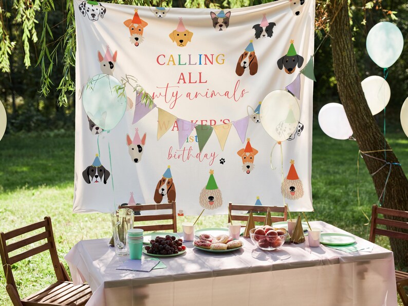 Pawty Birthday Banner, Custom Dog Party Decor, Puppy Theme Celebration ...
