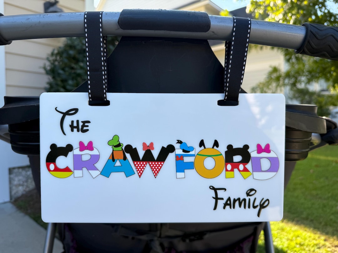 Personalized Stroller Tag: Theme Park Character Family Sign - Etsy