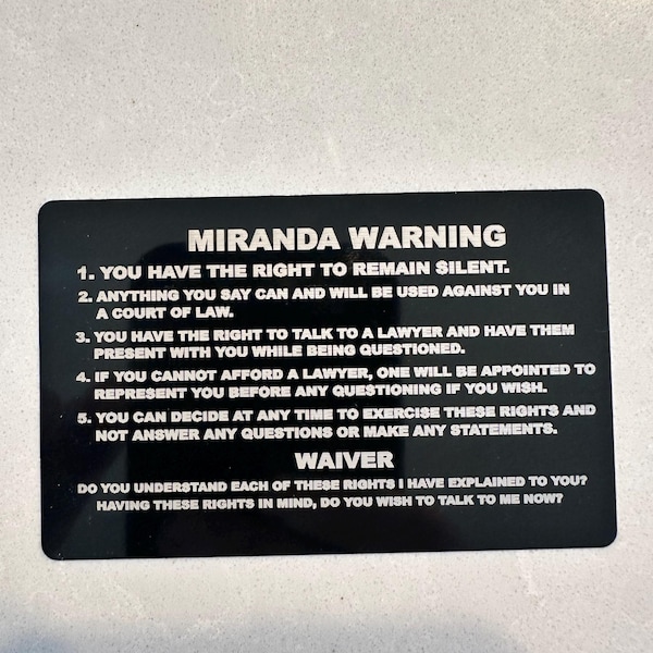 Miranda Warning Cards - Etsy