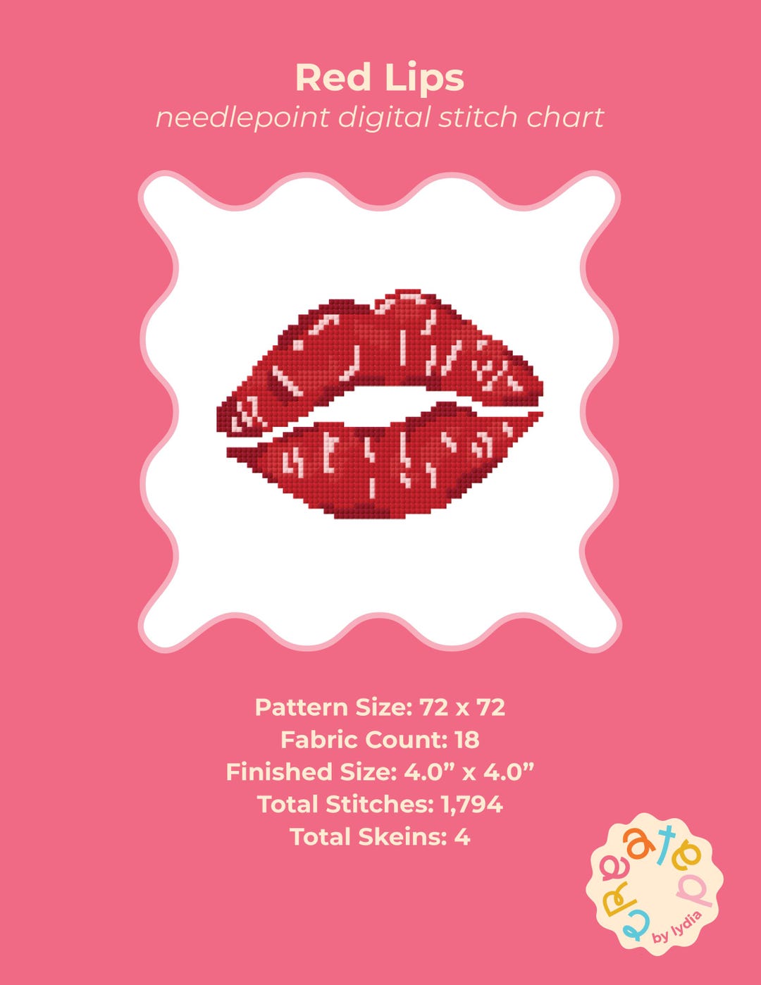 Red Lips | Needlepoint Digital Stitch Chart - Etsy