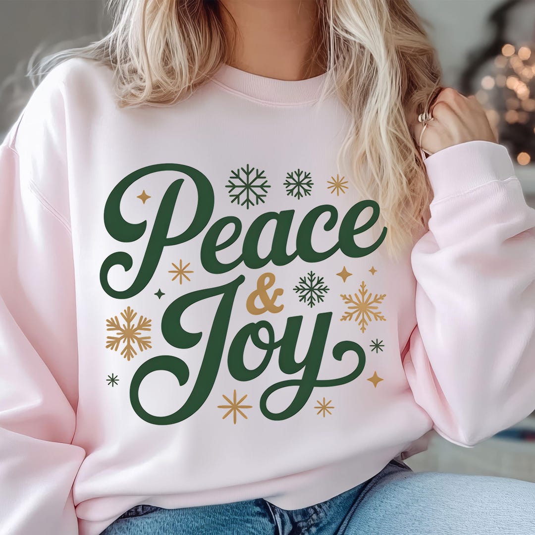 Peace and Joy Christmas PNG - Holiday Sublimation Design - Transparent ...