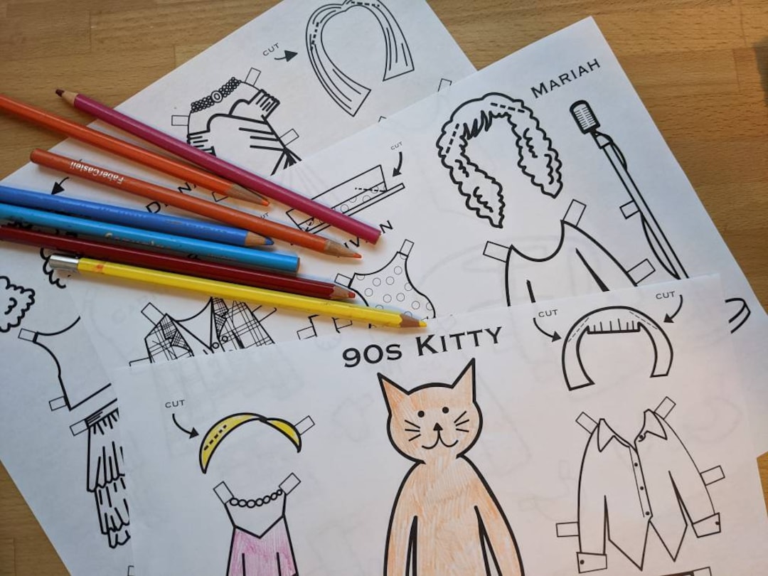 90s Kitty Cat Paper Dolls Printable PDF Digital Print as - Etsy