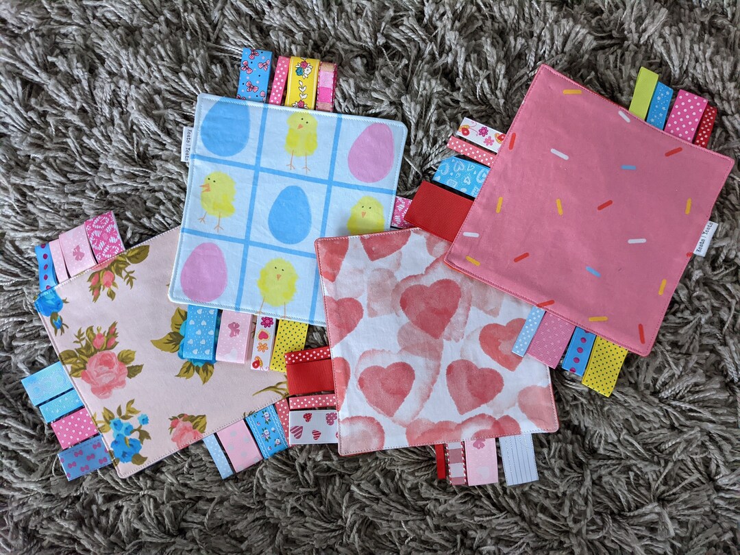 Soft + Crinkly Sensory Square Baby Toys - Sprinkles, Hearts, Chicks ...