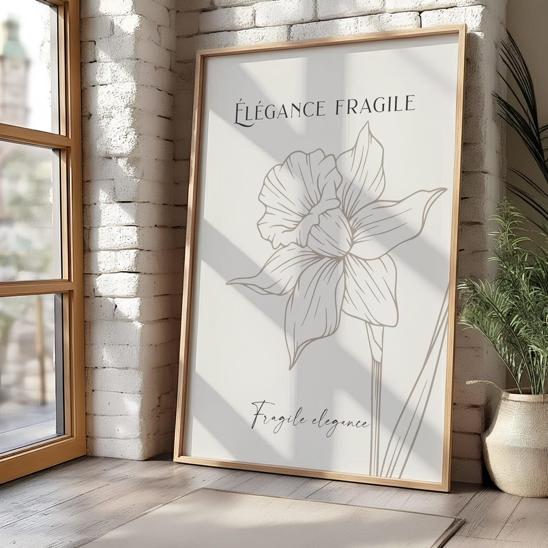 French Floral Wall Art Daffodil Print, Minimalist Modern Flower Poster ...