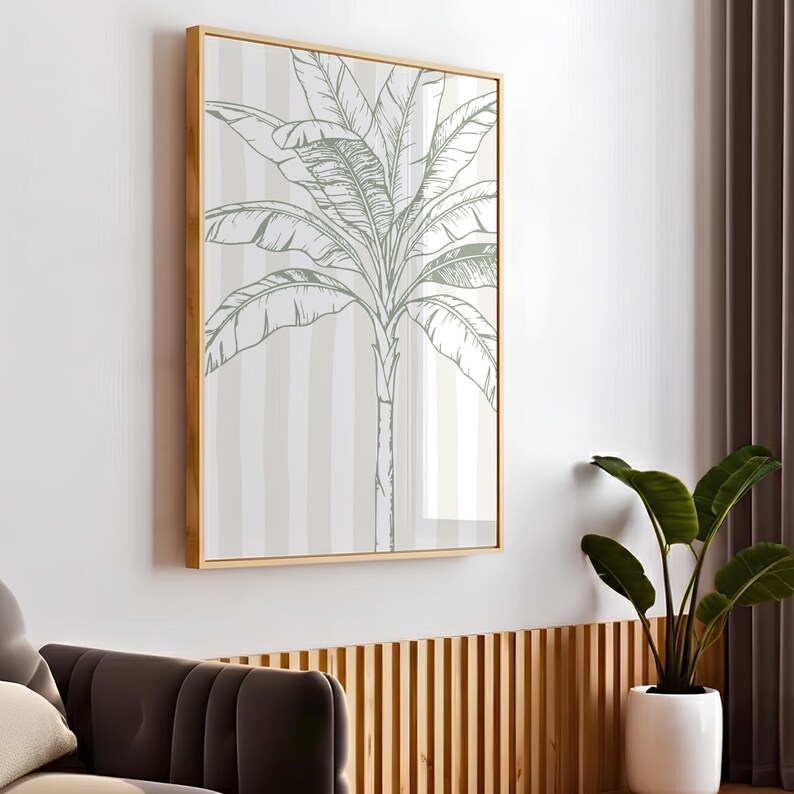 Sage Palm Tree Cottagecore Wall Art, Pastel Farmhouse Coastal Print ...