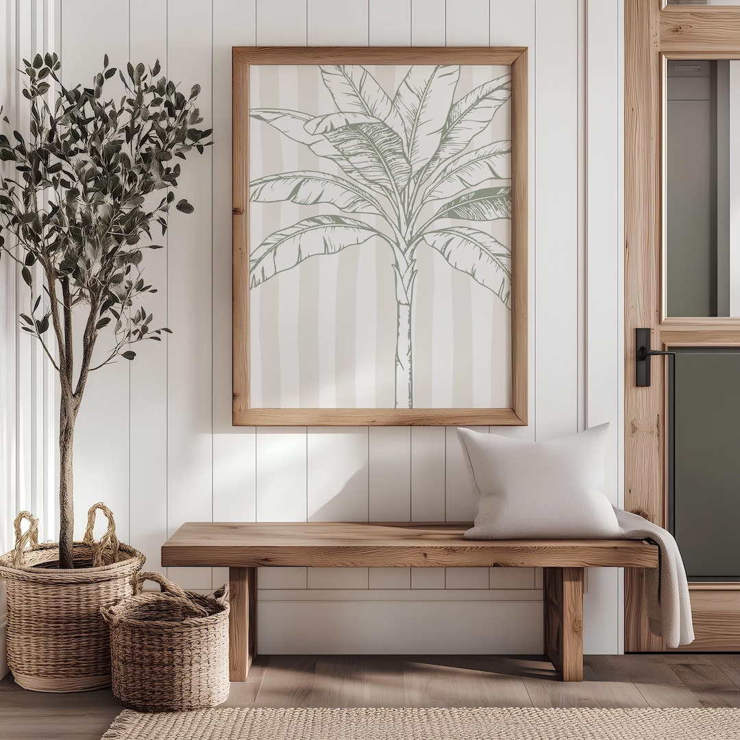 Sage Palm Tree Cottagecore Wall Art, Pastel Farmhouse Coastal Print ...