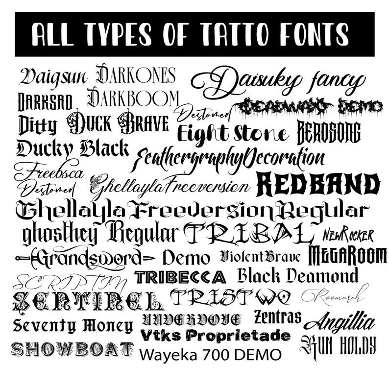 Tattoo Font Bundle, Professional Tattoo Font Bundle, Procreate Fonts ...